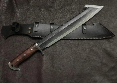 Custom Handmade Carbon Steel Full Tang Tactical Machete Knife Hunting ...