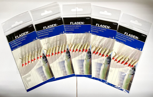5 x Packs Fladen Sabiki 7 Hook Size 4 Sea Fishing Mackerel Herring Feathers Lure | eBay UK