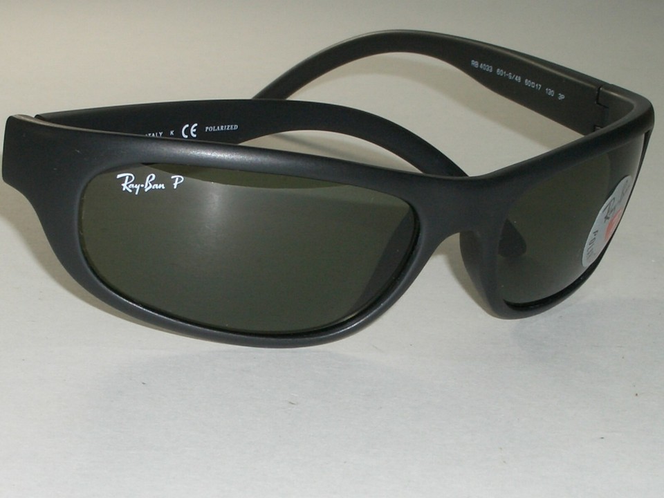 RAY BAN RB4033 60[]17mm STUNNING MATTE BLACK POLARIZED PREDATOR WRAP ...