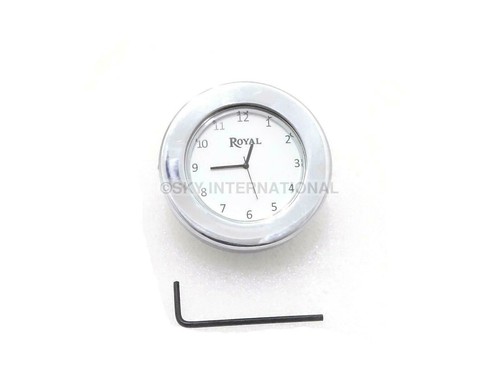 White Dial Chrome Stem Nut Clock Watch Compatible With Royal Enfield ...