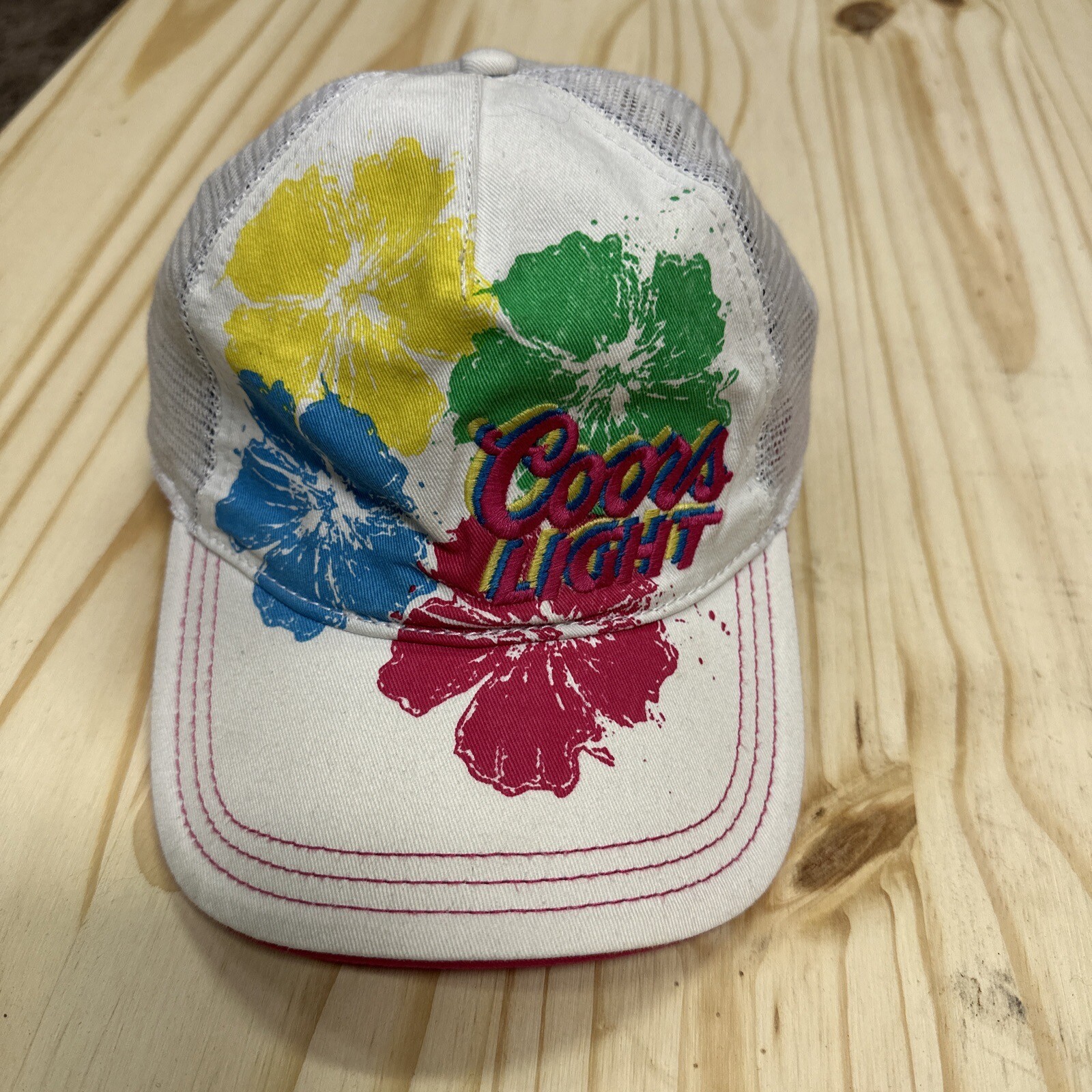 Coors Light Snapback Hat Flowers Pink Mesh back - Gem