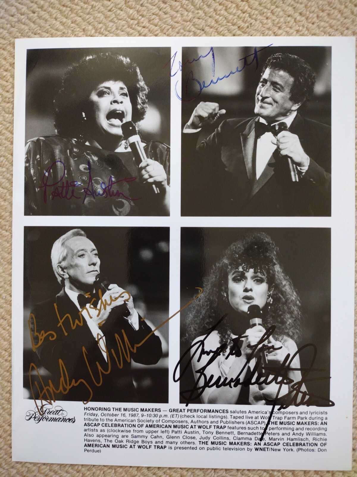 Autographed 8x10 photo Patti Austin, Tony Bennett, Andy Williams ...