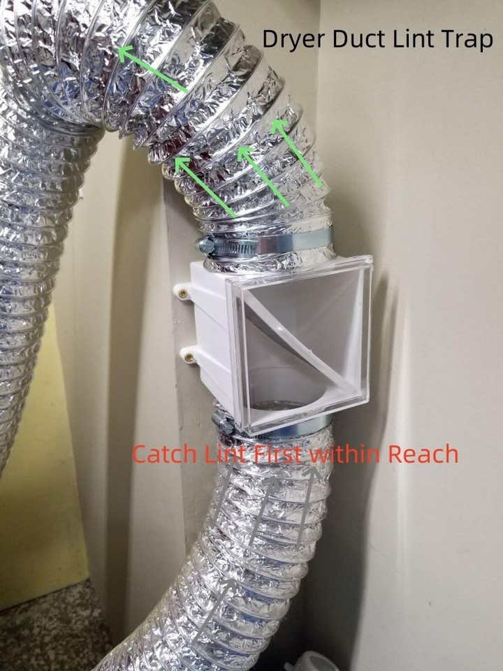 1-Pack Dryer Duct Lint Trap Extra Heat Dryer Saver for 4" Transition ...