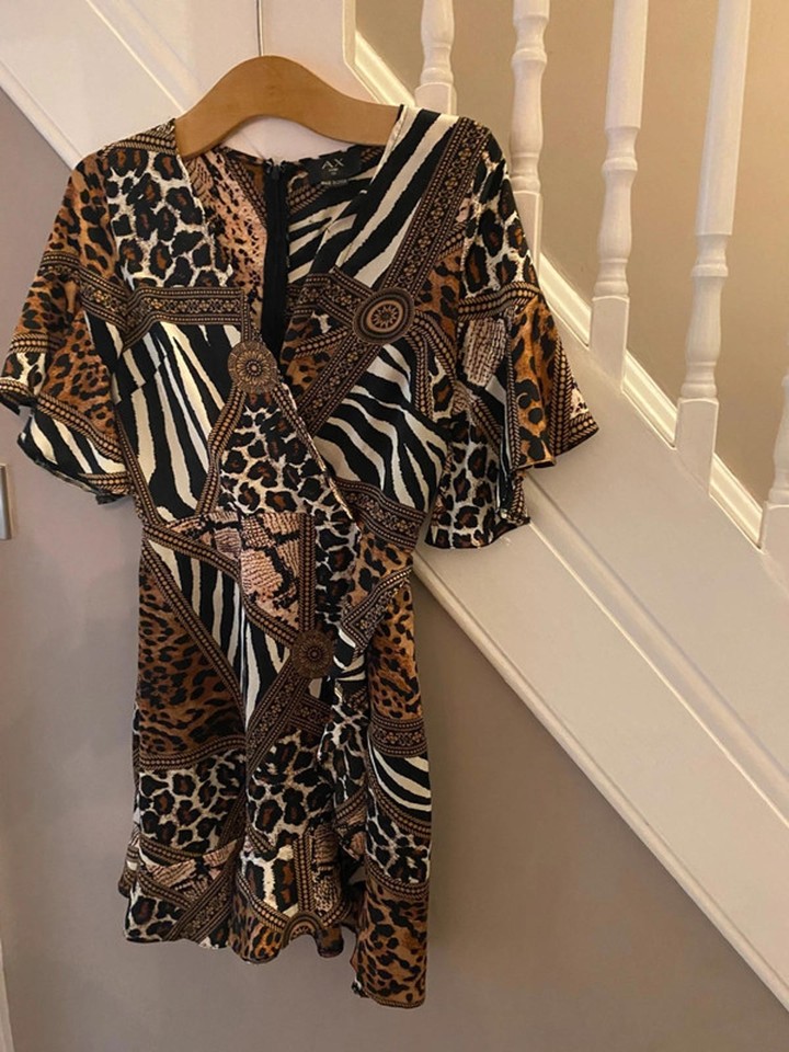 Animal leopard zebra print floaty wrap style dress | eBay UK