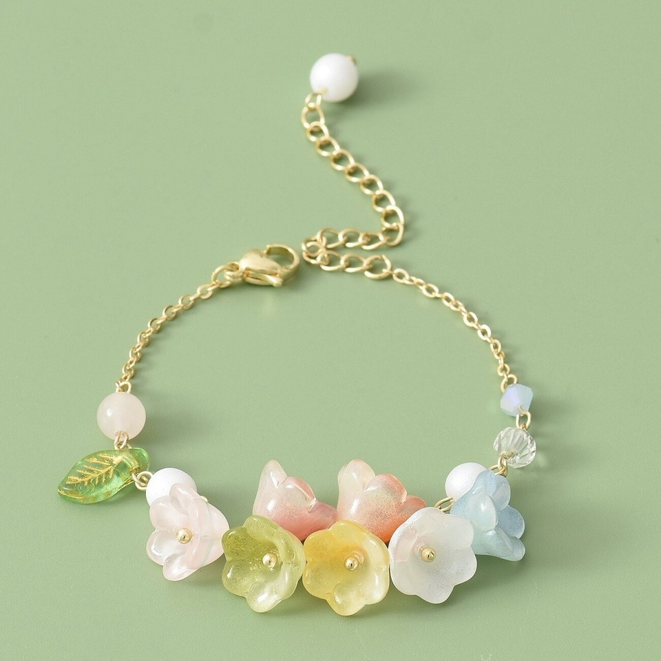 SuperFairy Sweet Bracelet with Colored Glass Flower/A Spoon of Lily of ...