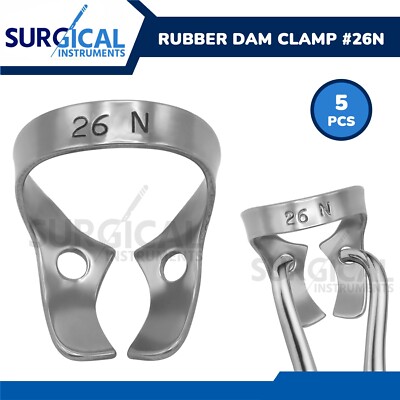5 Endodontic Rubber Dam Clamps #26N Stainless Steel Surgical Dental ...