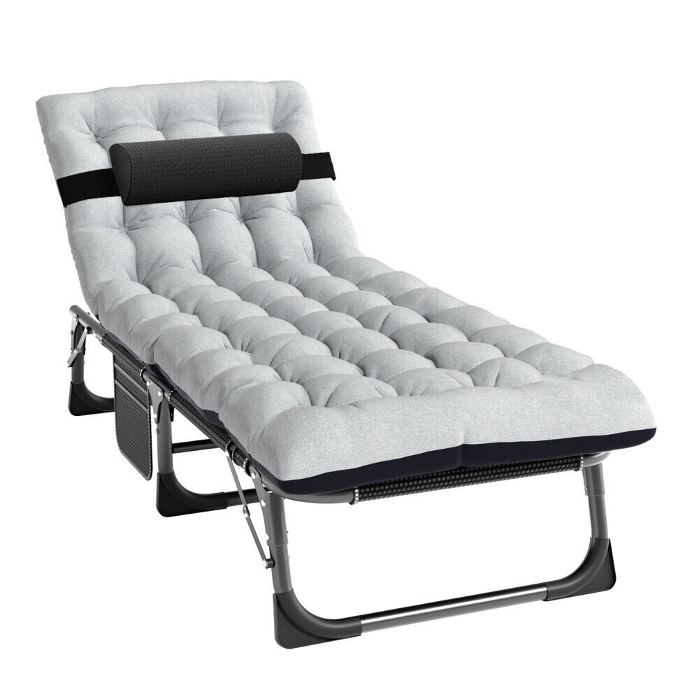Camping Cot Adults Reclining Folding Chaise & Mat Lounge Chair Cots 4 ...