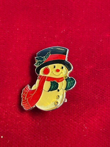 Snowman Top Hat Scarf Holiday Christmas Winter Epoxy Enamel Tie Lapel ...