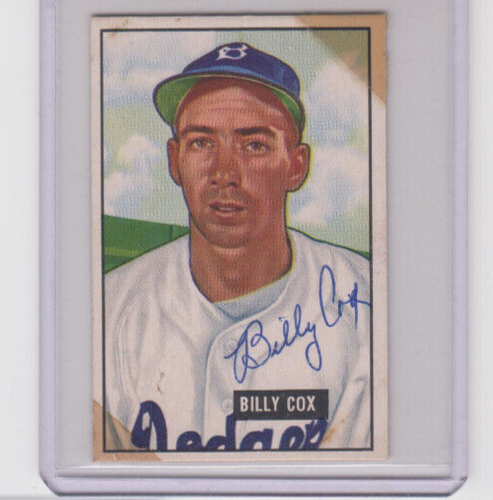 1951 BOWMAN #224 BILLY COX SIGNED / AUTOGRAPHED CARD BROOKLYN DODGERS ...