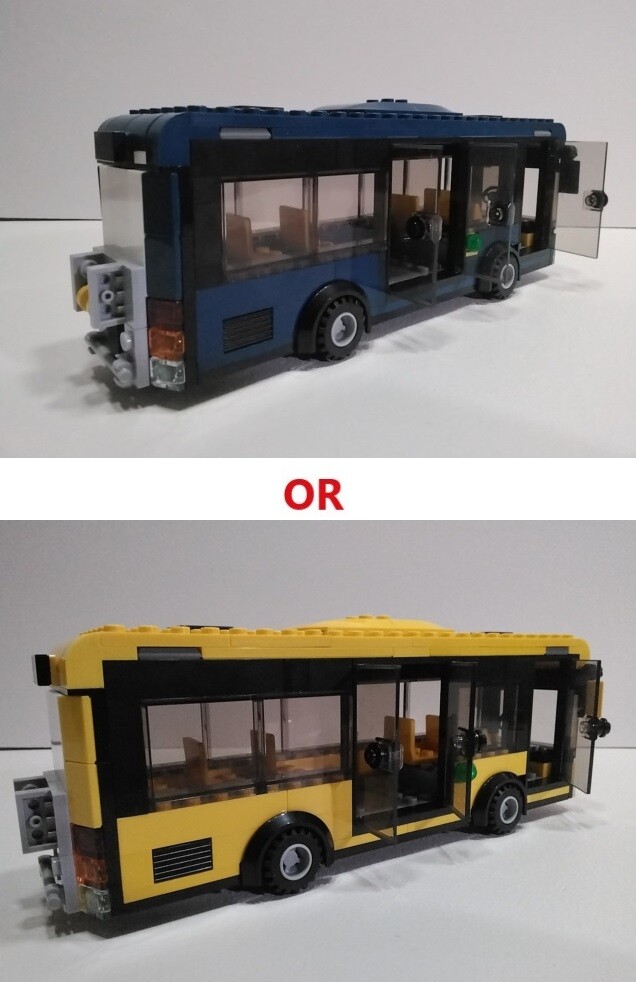 2in1 Custom Colors Buses with Bus Stop - This is a Modified LEGO 60335 ...