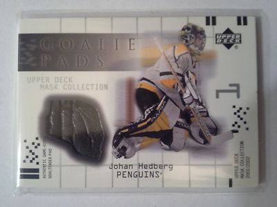 2001-02 UD Mask Collection JOHAN HEDBERG GU Goalie Pads Pittsburgh ...