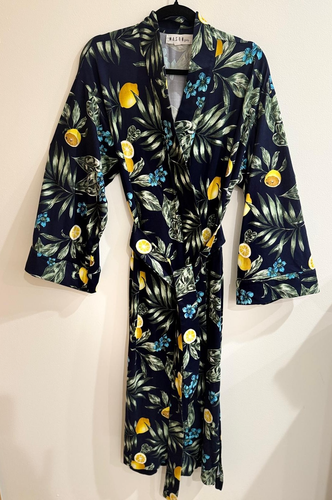 MASON GREY Kaia Cloud Jersey Kimono Robe Lemons Ferns Flowers Sz S | eBay