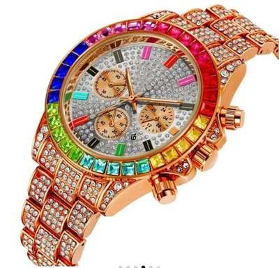 Luxury Rainbow Rose Gold Iced out Watch (See Video).. | eBay UK