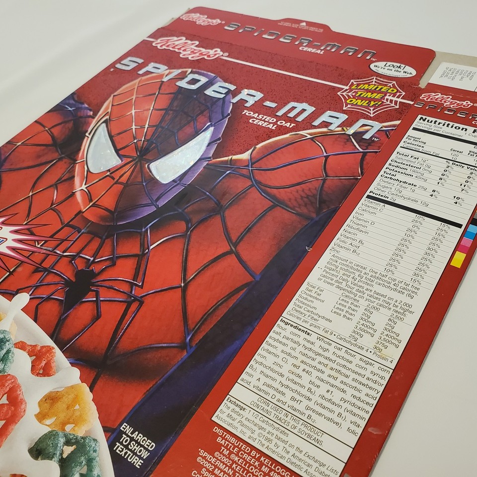2002 Kellogg’s Spider-Man Cereal Box 2003 Movie Video Game Cartoon ...