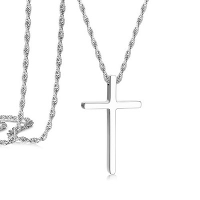 Mens Cross Necklace, Silver Stainless Steel Tiny Cross Chain for Men ...