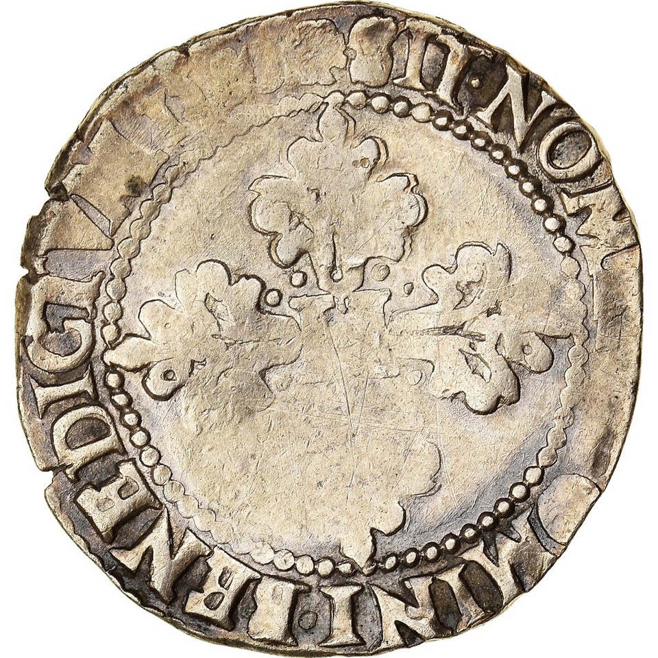 [#844514] Coin, France, Henri III, Demi Franc, 1588, Angers, VF, Sil ...