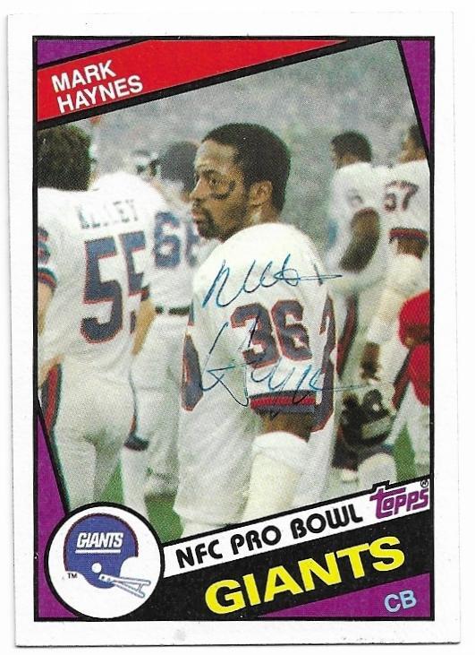 MARK HAYNES Autographed Signed 1984 Topps Football card #317 New York ...