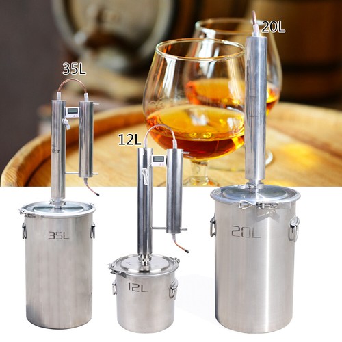 US 12/20/35L Alcohol Distiller Brewing Kit Moonshine Still Stainless ...