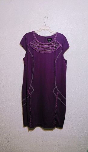 Ashro Dress Womens Plus Size 26W Purple Metallic Fringe Asymmetrical ...