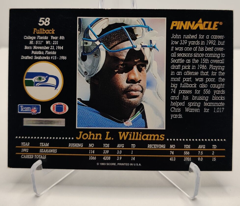 1993 Pinnacle Football #58 John L. Williams Seattle Seahawks | eBay
