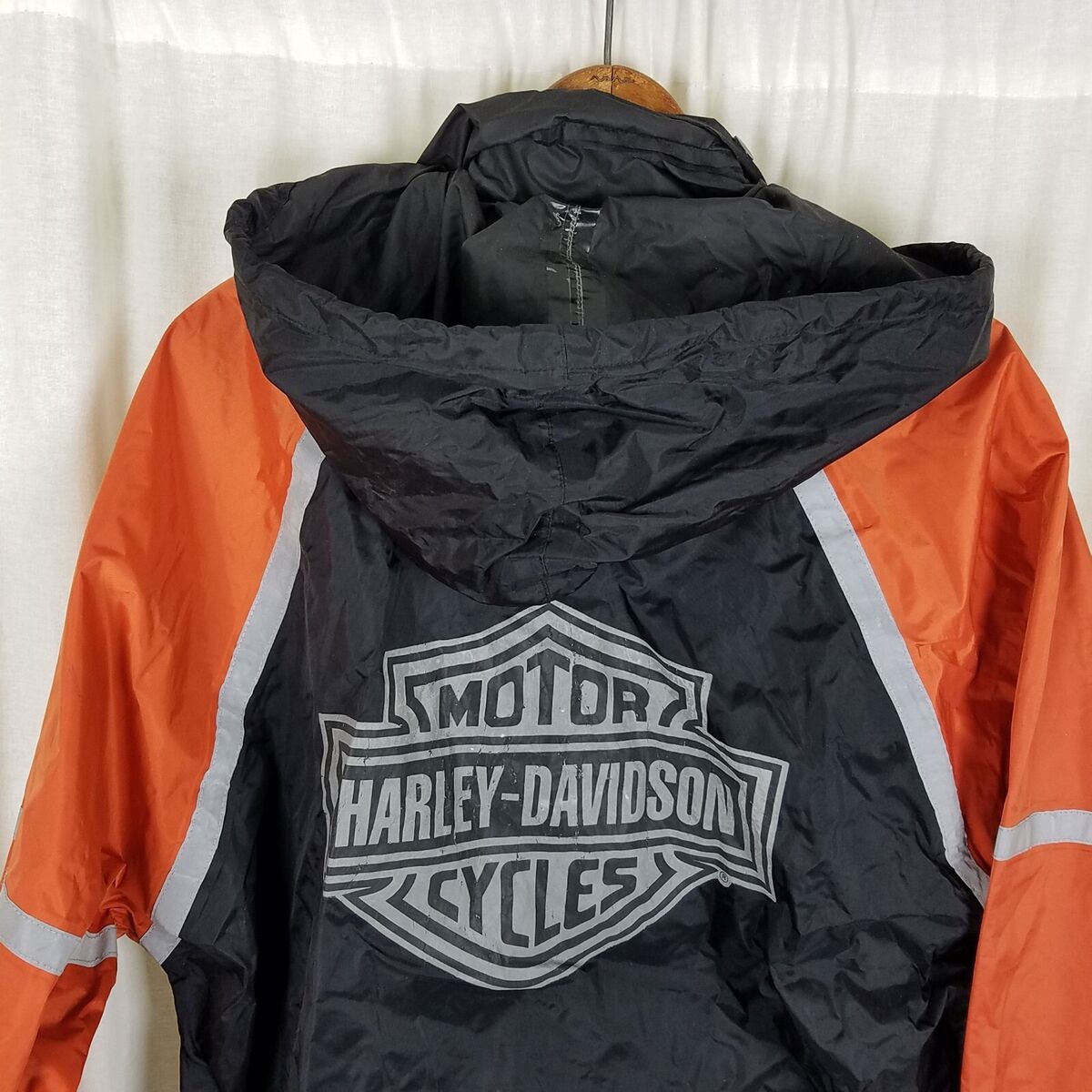 Harley Davidson Windbreaker Full Zip Up Nylon PVC Rain Harley Davidson Windbreaker Full Zip Up Nylon PVC Rain