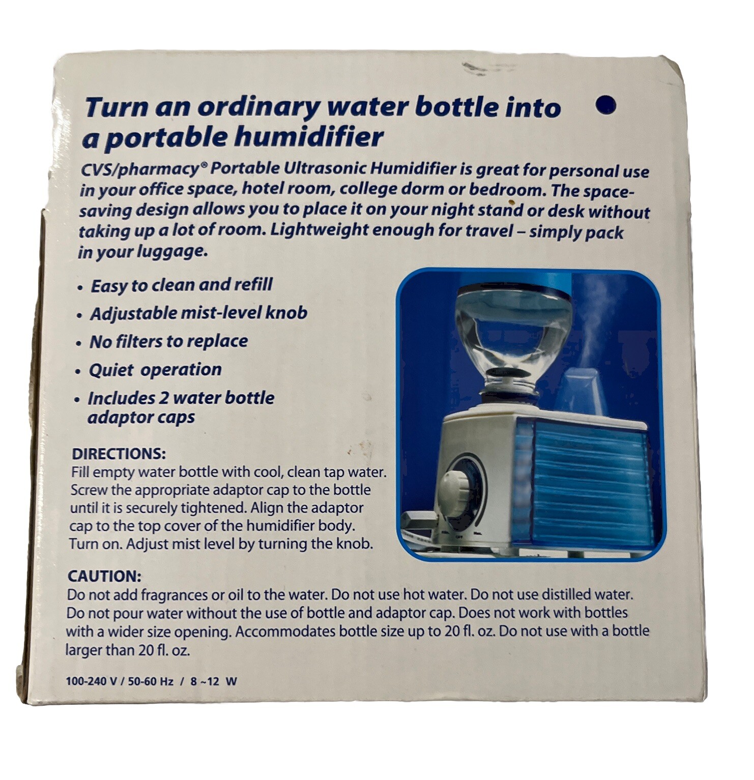 Humidifier Portable Ultrasonic CVS Pharmacy Soothing Cool Mist 240V ...