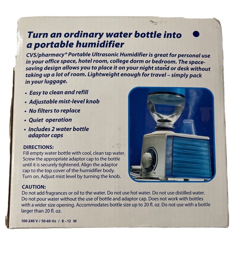 Humidifier Portable Ultrasonic CVS Pharmacy Soothing Cool Mist 240V ...