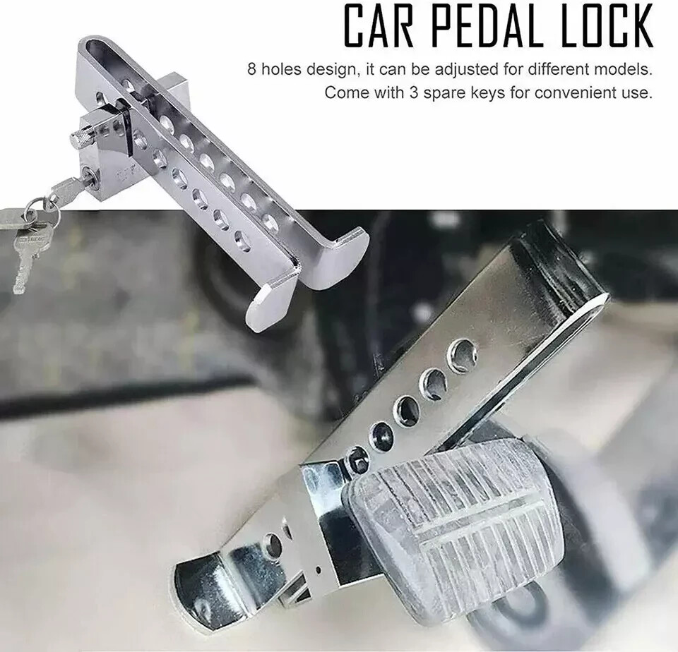 Car Stainless Brake Clutch Pedal Lock Steering Wheel Lock Security Anti ...