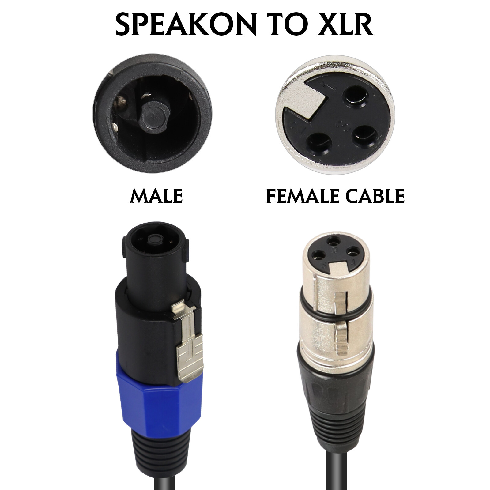 3M/15M Speakon To XLR Female Speaker Lead Cable Audio Stage Studio ...
