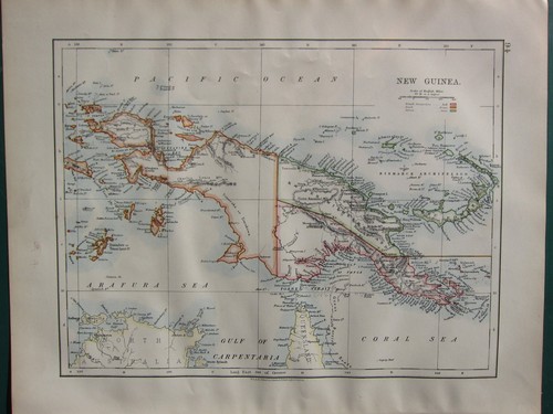 1900 VICTORIAN MAP ~ NEW GUINEA POSSESSIONS KAISER WILHELMS LAND ...