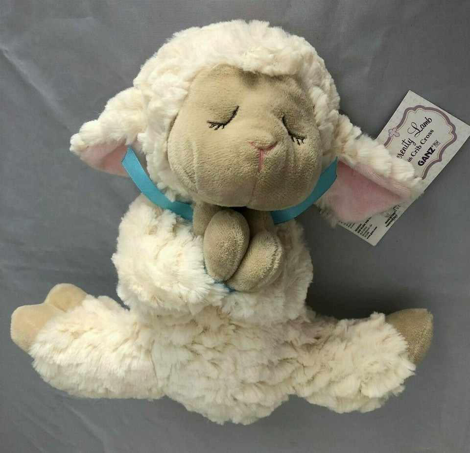 Plush 11" Ganz Serenity Lamb with Crib Cross Blue Ribbon Lamb Sheep | eBay