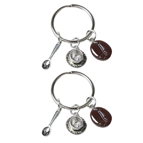 2 Pcs Coffee Necklace Key Pendant Bean Charms Beans Shaped Keychain ...