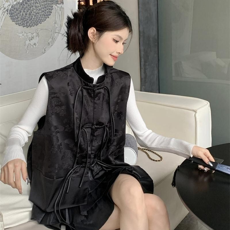 Retro Lady Ethnic Gilet Tank Vest Chinese Tang Suit Cheongsam Cardigan ...