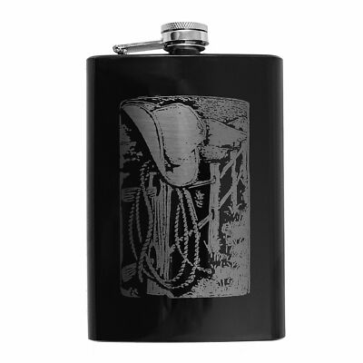 8oz BLACK Country Scene - Flask | eBay