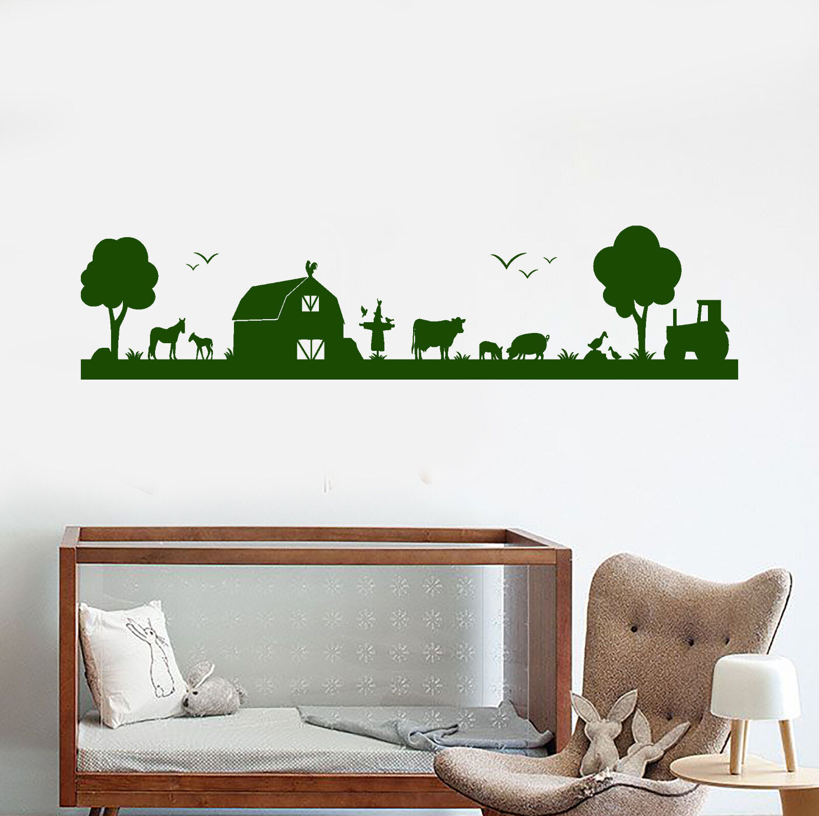 Vinyl Wall Decal Rural Landscape Village Livestock Tractor Stickers ...