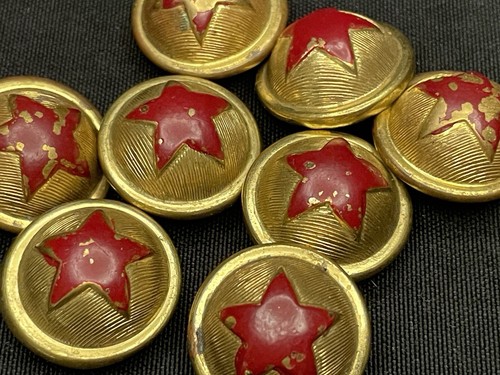 Lot Of 8 Vintage Gold Tone Red Star Buttons 1 Inch Military? | eBay
