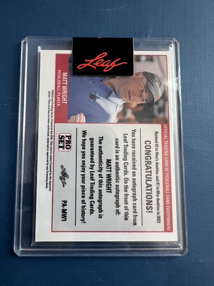 2023 LEAF PRO SET MATT WRIGHT ROOKIE CARD AUTO Pickleball On Hand | eBay
