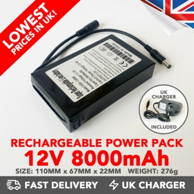 12v 8000mAh DC Rechargeable Li-ion Battery Portable Power Pack - UK | eBay