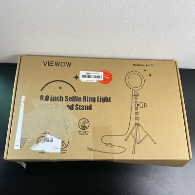 Viewow AKL02 8 Inch Ring Light w Tripod Stand Dimmable Selfie Ring LED ...
