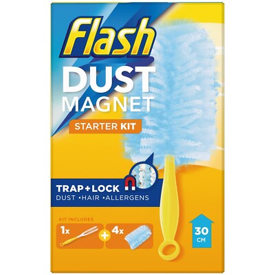 Flash Dust Magnet Duster Kit | 1 Handle + 4 Refills | Traps Dust Hair ...