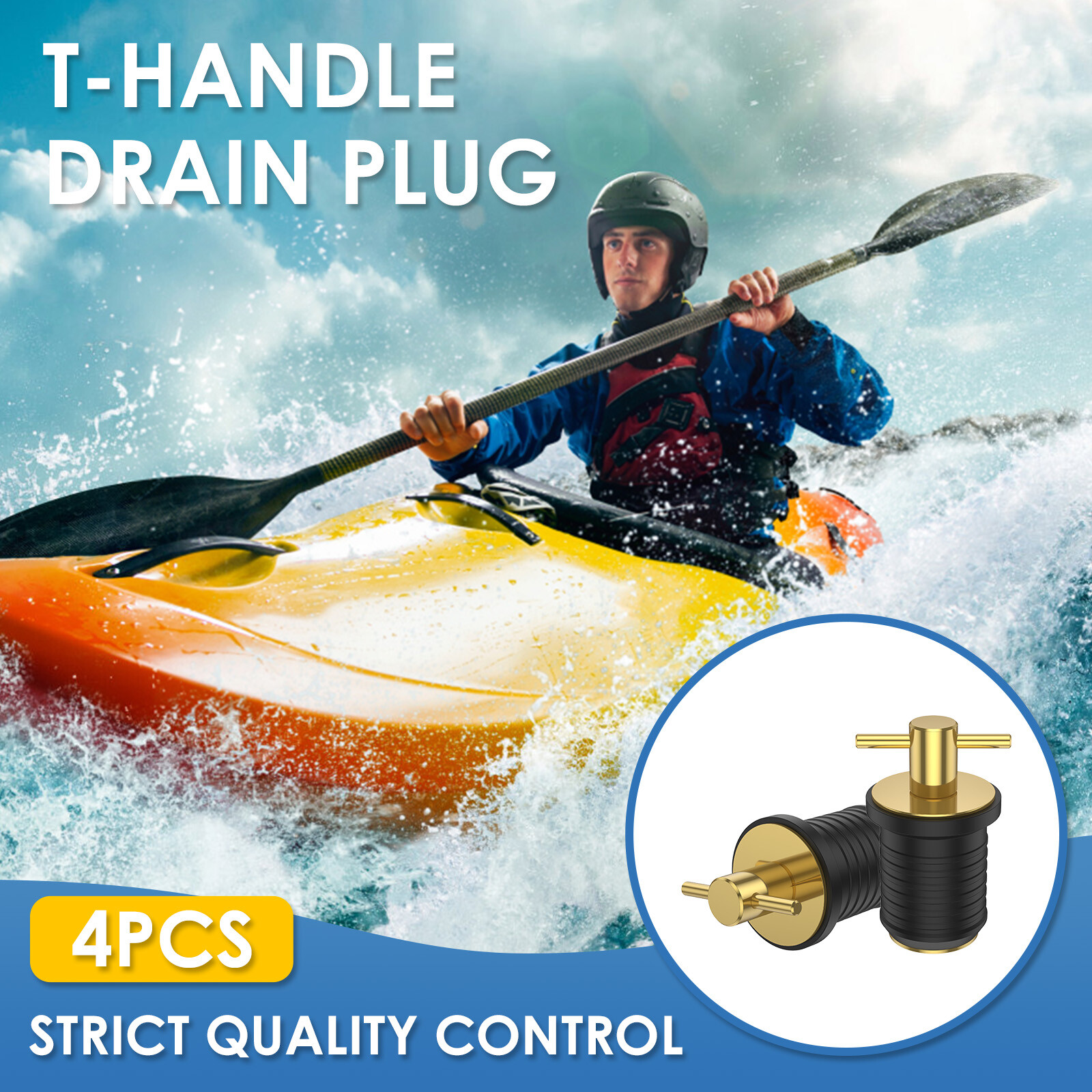 4Pcs T-Handle Drain Plug 25/32mm Metal Marine Boat Drain Plug Boat ...