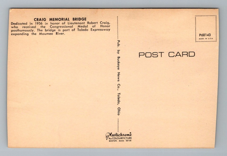 Craig Memorial Bridge, Toledo, Ohio OH Vintage Postcard c1950 A14 | eBay