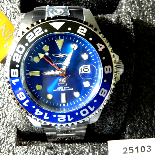 New-Invicta GRAND DIVER GMT Automatic-Blue Dial/Blue-Black Bezel-FREE ...