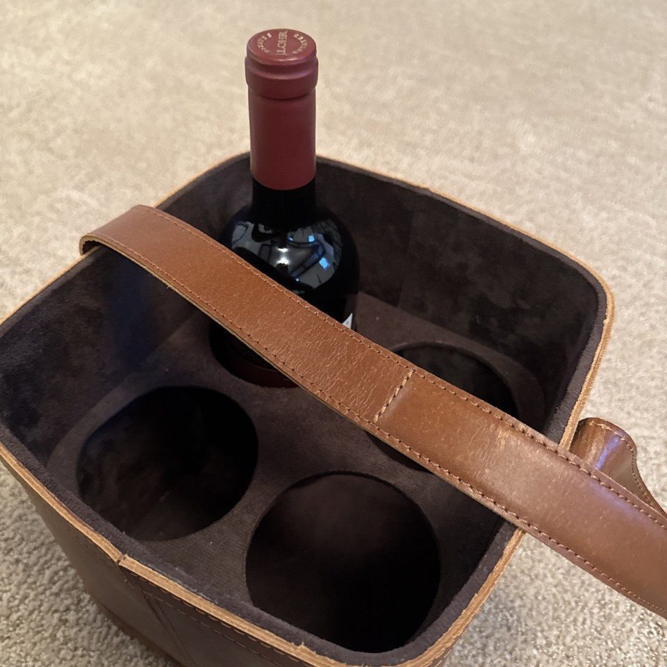 Leather wine display holder - 4 Bottles | eBay