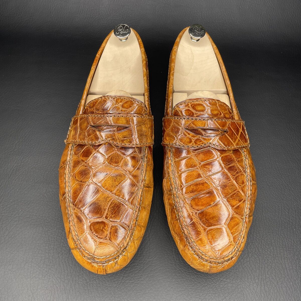 Ralph Lauren Purple Label Brown Alligator Crocodile Penny Ralph Lauren Purple Label Brown Alligator Crocodile Penny