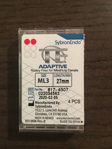 Sybron endo TF Adaptive 1 Box 3 Files ML3 Length 27mm | eBay