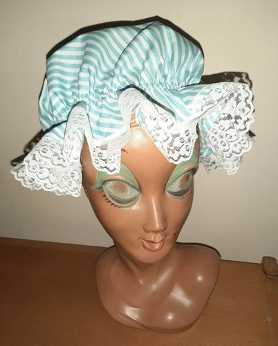 Blue White Striped Mop Hat Victorian Maid Fairy Tale Fancy Dress ...