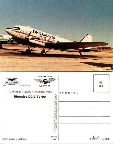 Rhoades DC 3 Turbo Aircraft on Tarmac Postcard | eBay