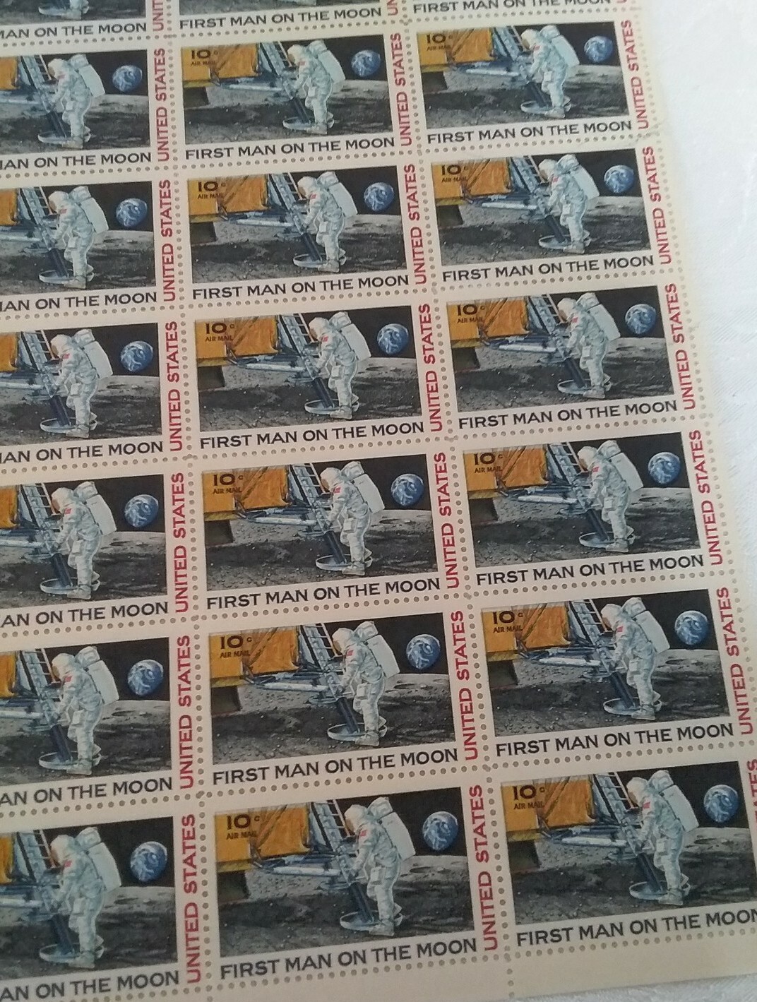 First Man On The Moon SCOTT# C76 1969 APOLLO 11 10ct 32 STAMP SHEET ...