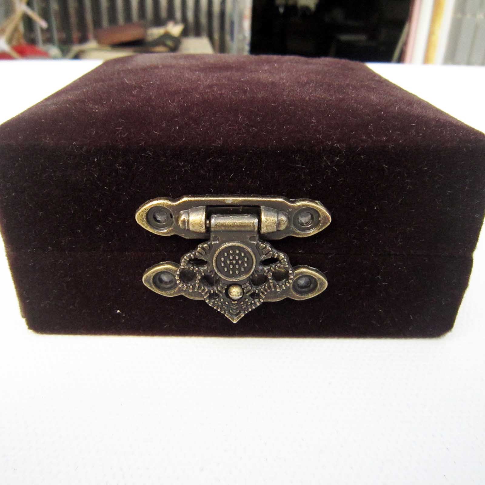 Antique Brass Decor Jewelry Gift Wooden Box Case Toggle Hasp Latch Hook ...